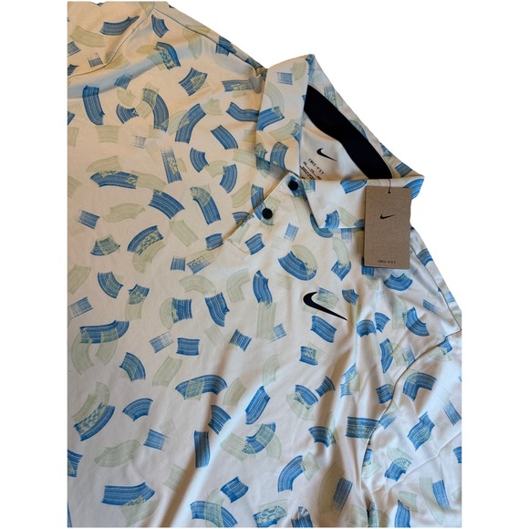 Nike | Shirts | Nike Tour Drifit Mens Golf Polo Micro Print Creamblue ...